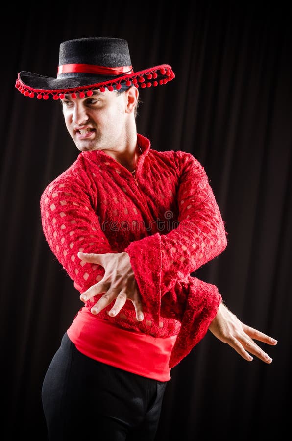 The Man Dancing Spanish Dance in Red Clothing Stock Image - Image of ...