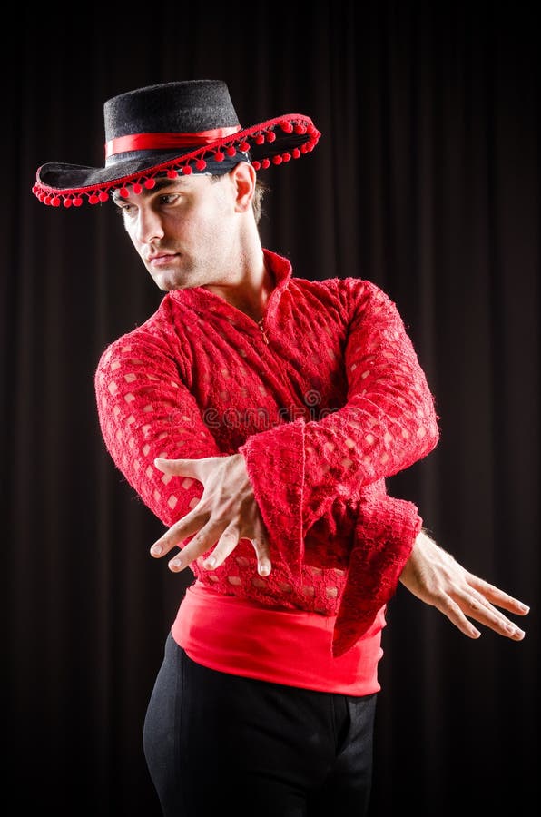 The Man Dancing Spanish Dance in Red Clothing Stock Photo - Image of ...