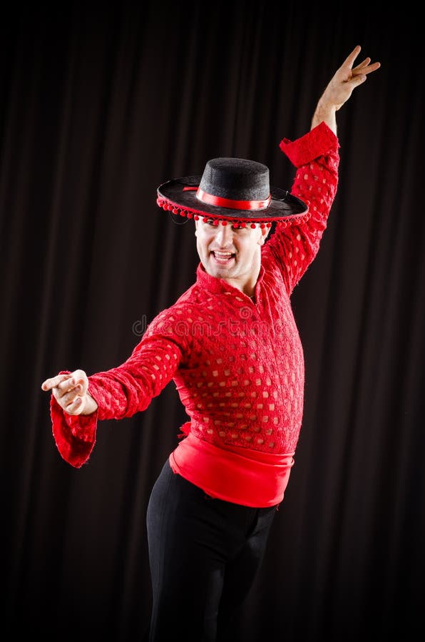 The Man Dancing Spanish Dance in Red Clothing Stock Image - Image of ...