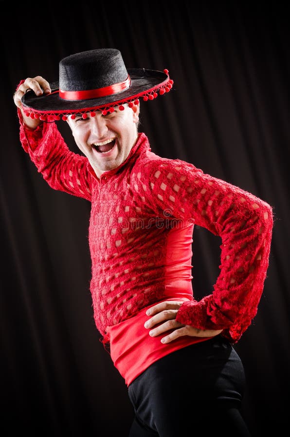 The Man Dancing Spanish Dance in Red Clothing Stock Photo - Image of ...