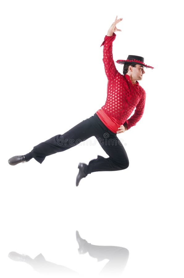 The Man Dancing Spanish Dance in Red Clothing Stock Photo - Image of ...