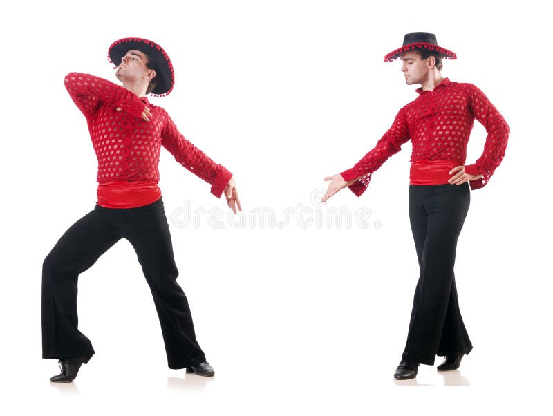 The Man Dancing Spanish Dances on White Stock Photo - Image of flamenco ...