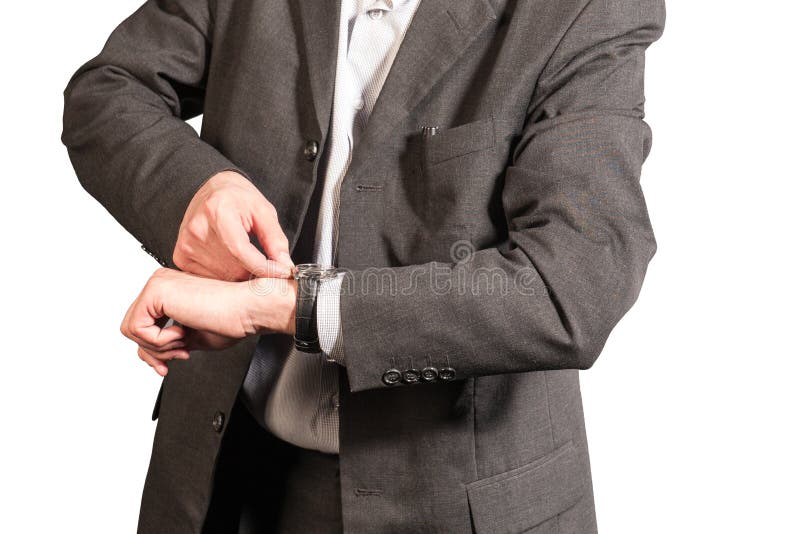 A Man in a Dark Gray Suit Adjusts His Watch Stock Image - Image of ...