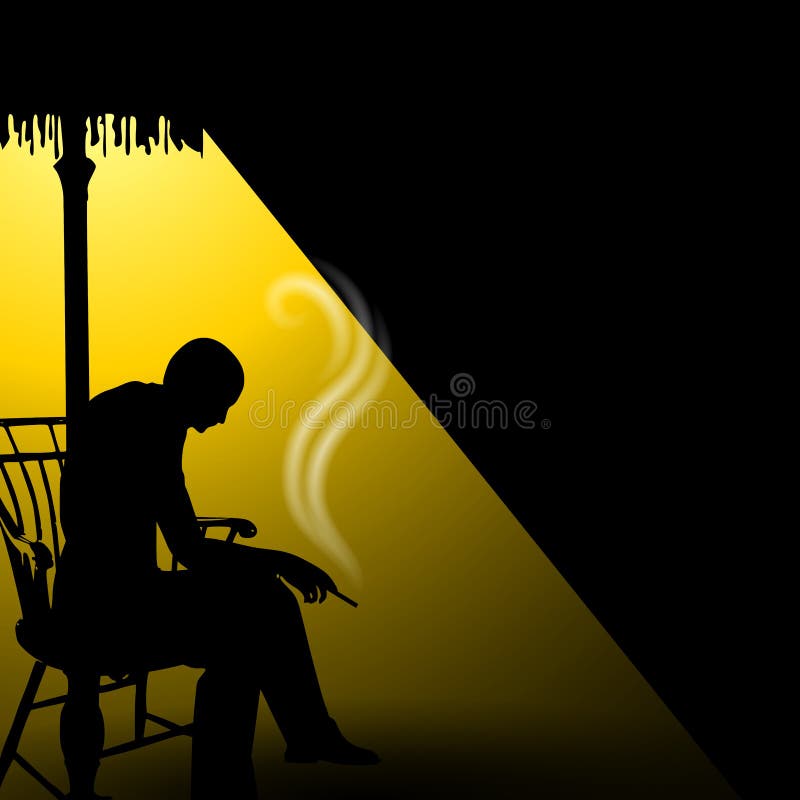 Man in Darkness Smoking Alone Stock Vector - Illustration of outlines ...