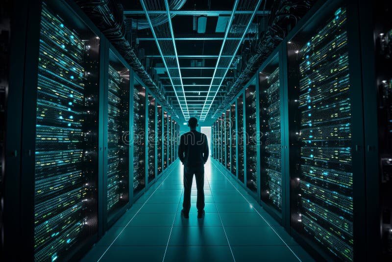 Man Data Center. Generate Ai Stock Illustration - Illustration of ...