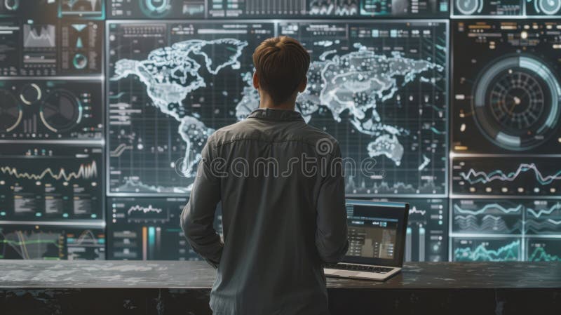 The Man at Data Dashboard. AI Generated Stock Photo - Image of development, innovation: 375963628