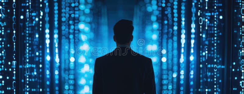 Man Data Protection Standing in Front of Light Wall Stock Image - Image ...