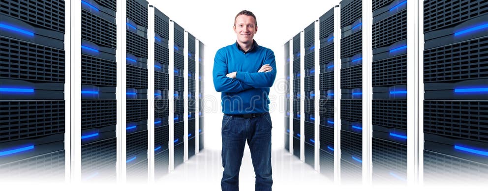 Man in datacenter stock photo. Image of casual, connection - 30900618