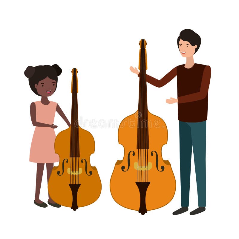 Man with Daughter and Fiddle Character Stock Vector - Illustration of ...
