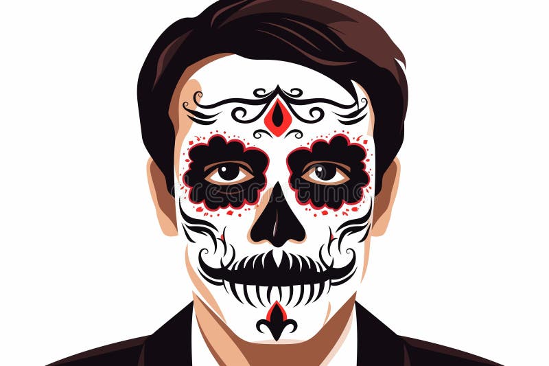Man with Day of the Dead Face Paint Vector Flat Isolated Vector Style ...