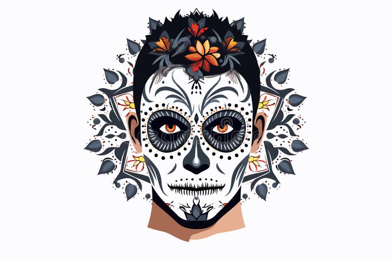Man with Day of the Dead Face Paint Vector Flat Isolated Vector Style ...