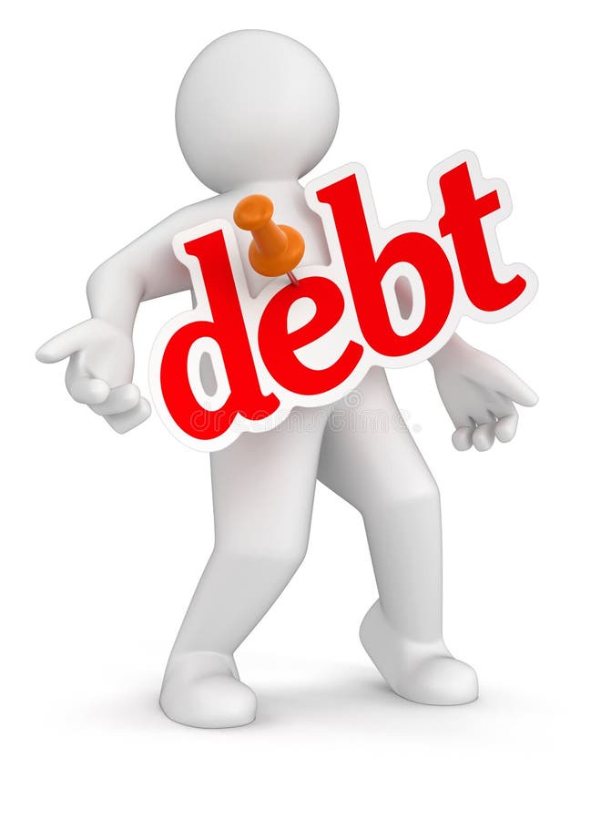 Man and Debt (clipping Path Included) Stock Illustration - Illustration ...