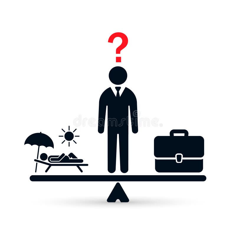 Work or Vacation Concept. Work Vs Relax Illustration. Concept of Life ...