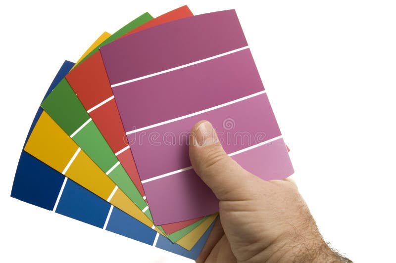 Man Deciding on a Paint Color Using Paint Samples Stock Image - Image ...