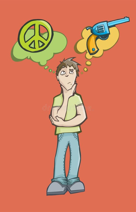 Man Deciding between Peace or War Stock Illustration - Illustration of ...