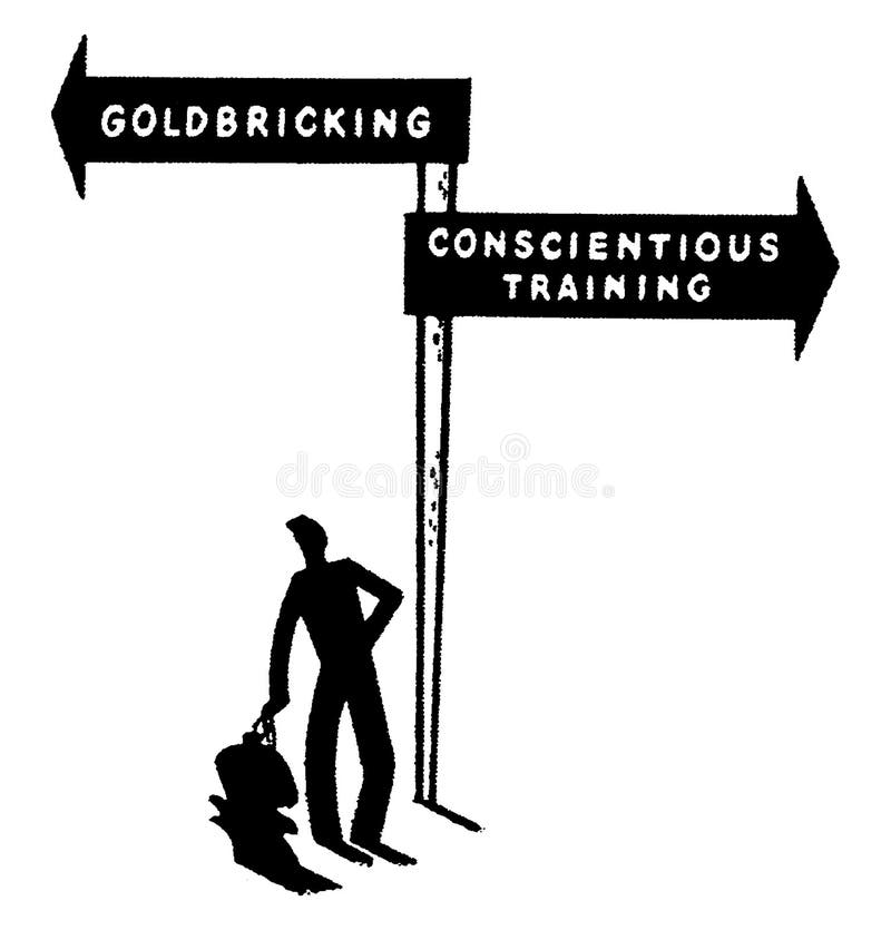 Man Deciding between Two Paths, Vintage Illustration Stock Vector ...