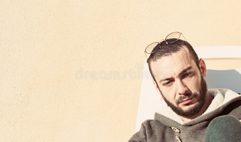 Beautiful Man Deep in Thought Stock Image - Image of green, head: 213271393