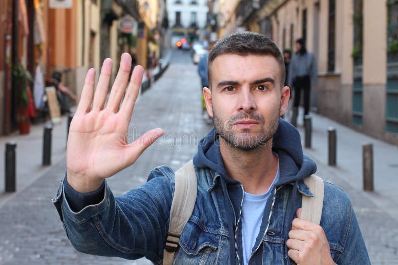 Man Declining with a Hand Gesture Stock Image - Image of discomfort ...