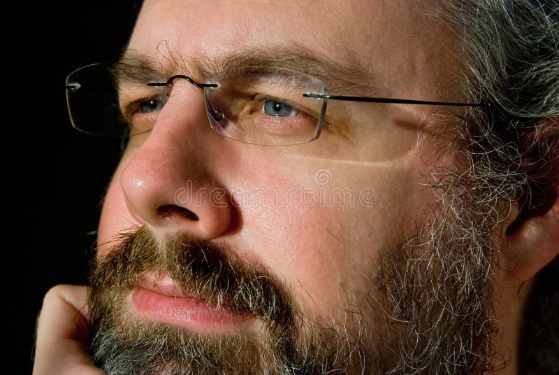 Man in deep thought stock image. Image of nose, caucasian - 13828255