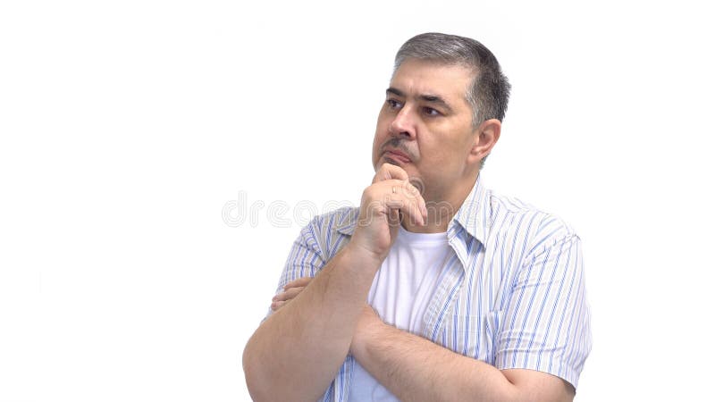 Man Deep in Thought - Decision Making Concept - Isolated on White ...