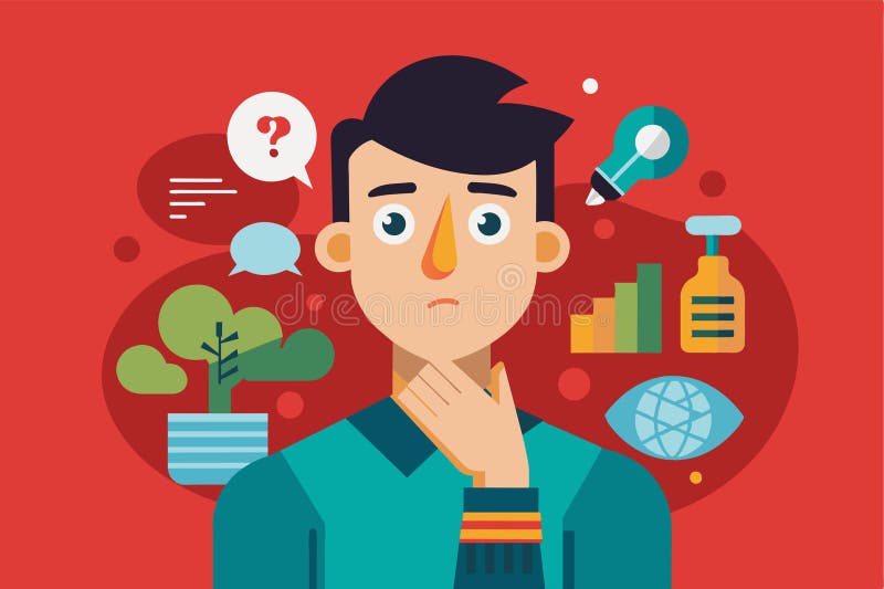 A Man is Deep in Thought, Pondering Ideas while Exploring Creative ...