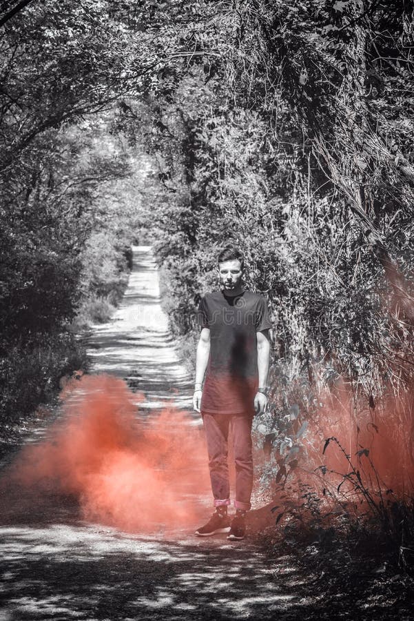 Man deep in the woods stock image. Image of male, happy - 98648519