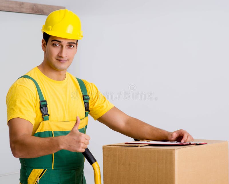 Man Delivering Boxes during House Move Stock Photo - Image of house ...