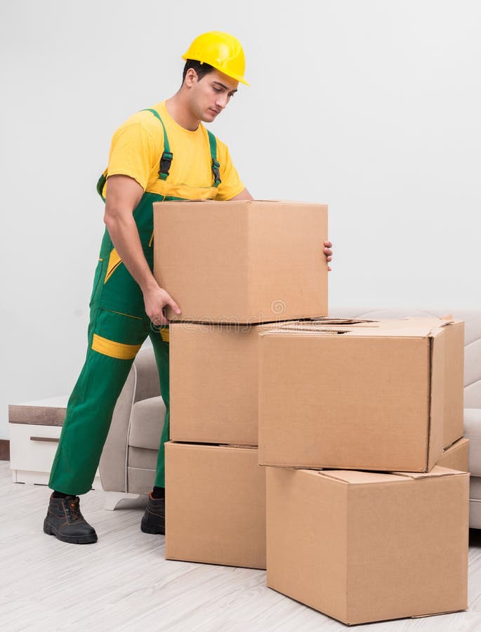 Man Delivering Boxes during House Move Stock Photo - Image of ...