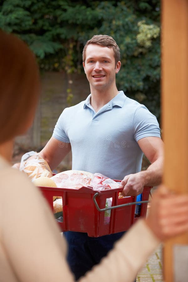 Man Delivering Online Grocery Order Stock Photo - Image of mature ...