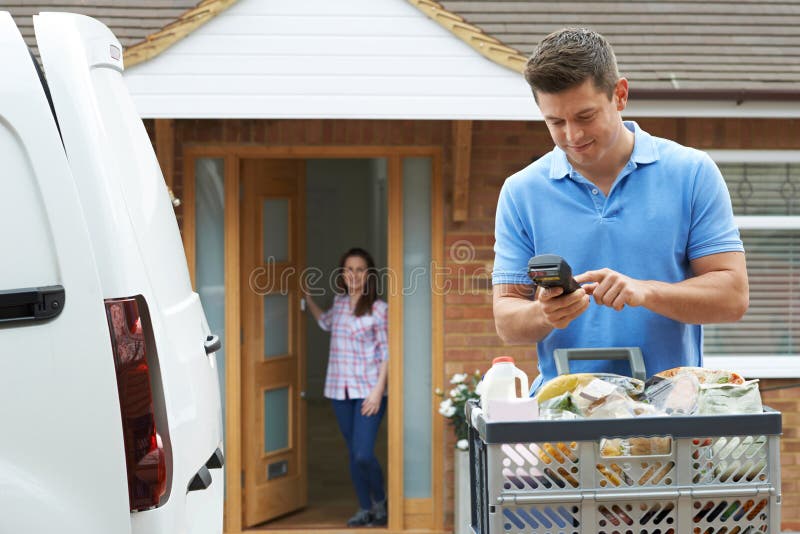 Man Delivering Online Grocery Order Stock Image - Image of delivery ...