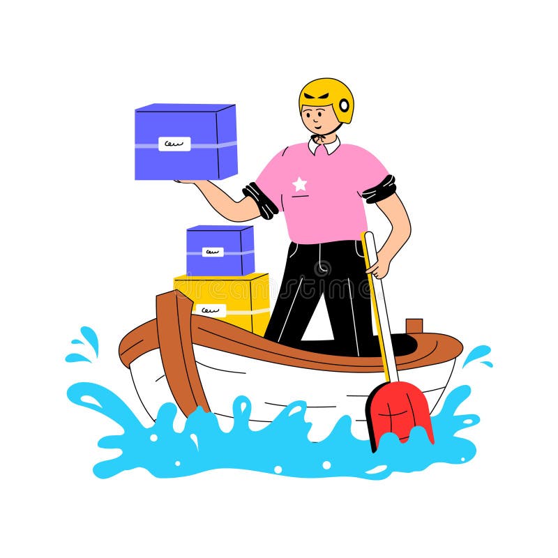 Boat Delivery stock vector. Illustration of character - 334813347