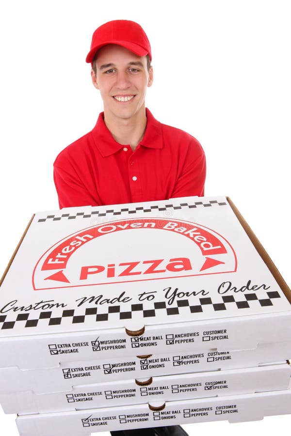 Pizza Delivery Man stock photo. Image of colorful, combo - 7593304