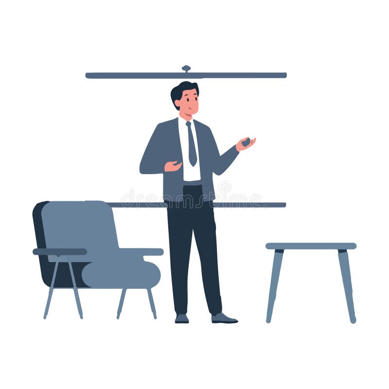 Man Giving Presentation of the Report Via Video Call Stock Vector ...