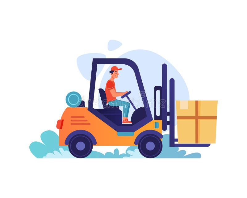 Man Delivery Box on Cargo Loader, Distribution Stock Vector ...
