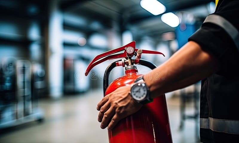 A Man Demonstrating Fire Safety Measures with a Vibrant Fire ...