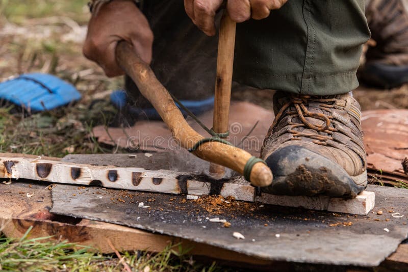 Man Demonstrating Native Fire Lighting Method Stock Photo - Image of ...