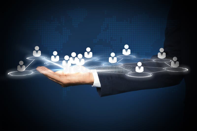 Man Demonstrating Virtual Structure of Organization. Business ...