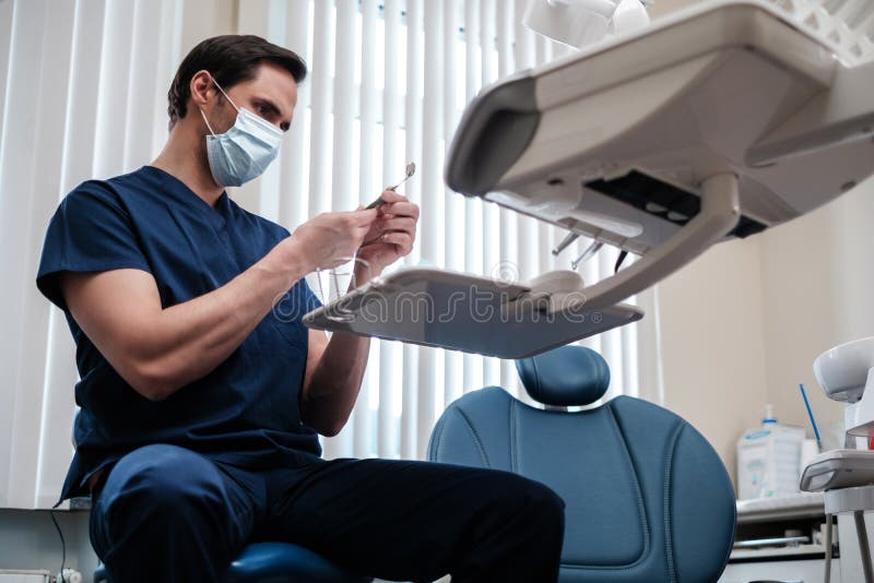 Man Dentist Working in Private Practice Stock Image - Image of dental ...