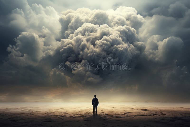 Man Depression Cloud. Generate Ai Stock Image - Image of challenge ... Man Depression Cloud. Generate Ai Stock Image - Image of challenge ...