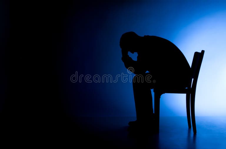 Man in Depression and Despair Stock Photo - Image of blue, sadness ...
