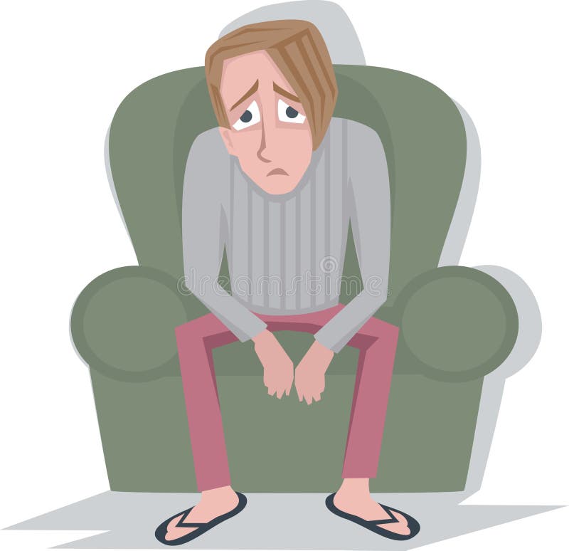 Man in Depression Funny Vector Cartoon Stock Vector - Illustration of ...