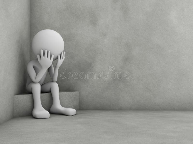 Cartoon Girl Crying In Corner