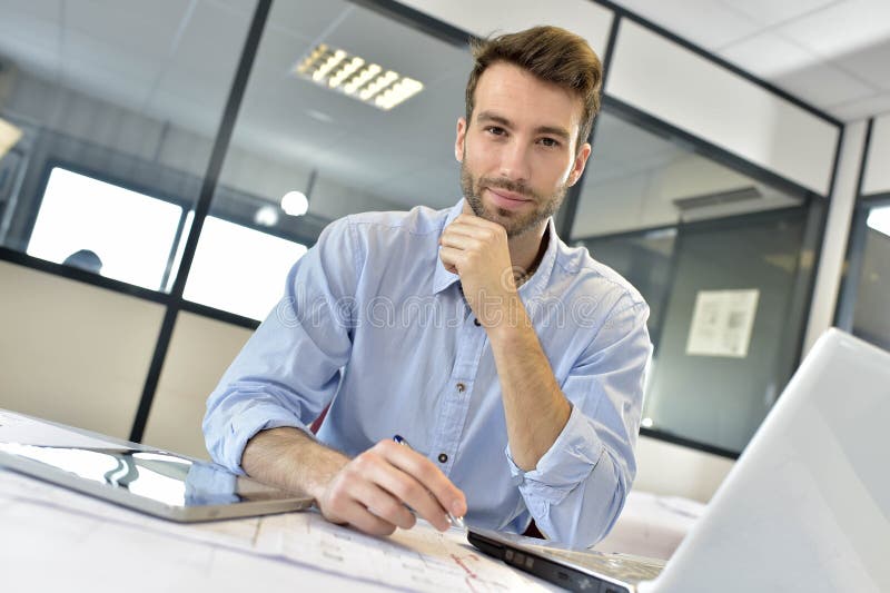 Man Designer Working in Office Stock Photo - Image of executive ...