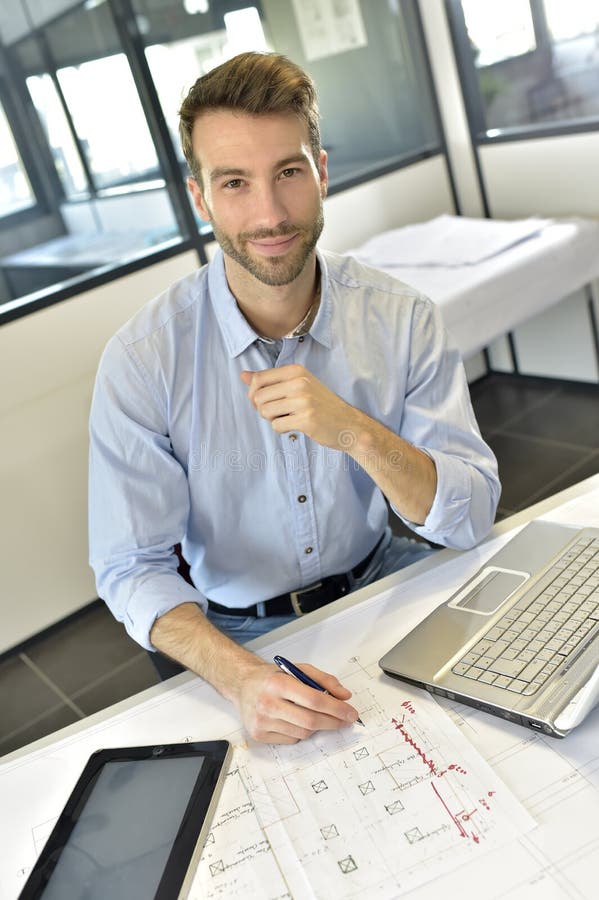 Man Designer Working on a Project Stock Photo - Image of drawing ...