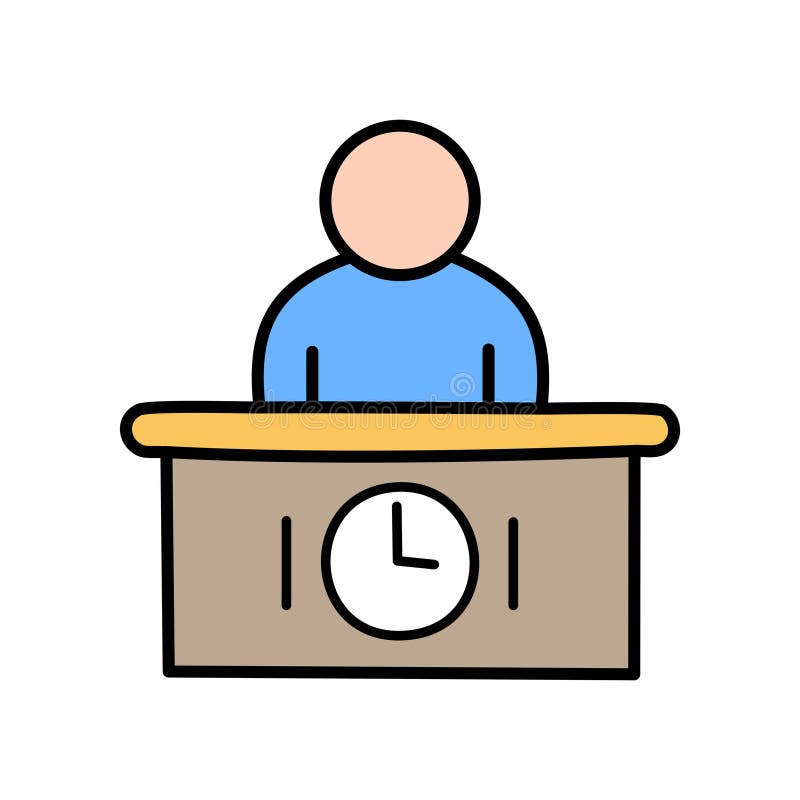 Man at Desk, Office Icon, Vector Illustration. Flat Design Style Stock ...