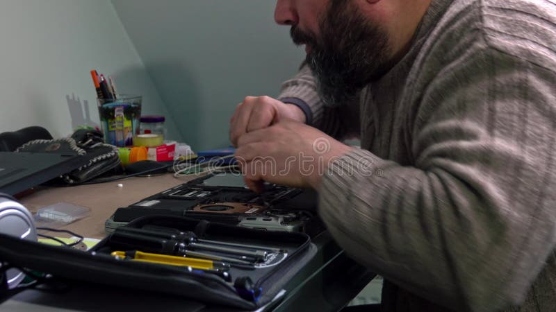Engineer Repairing Laptop Computer Stock Footage - Video of repairman ...