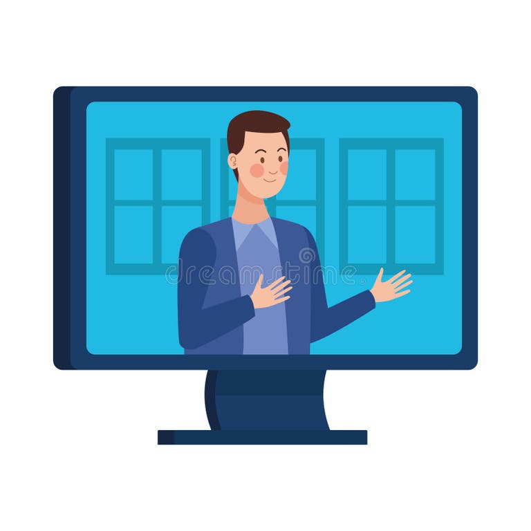 Man in Desktop Worker Character Stock Vector - Illustration of business ...