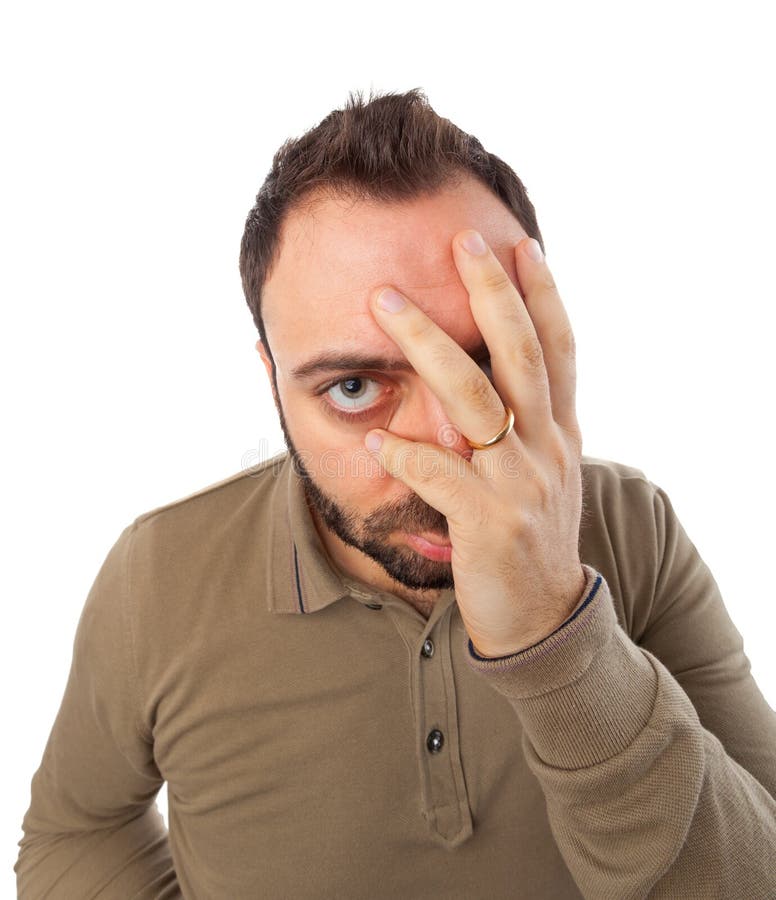 Man with a Desperate Expression with Hand in Face. Stock Image - Image ...