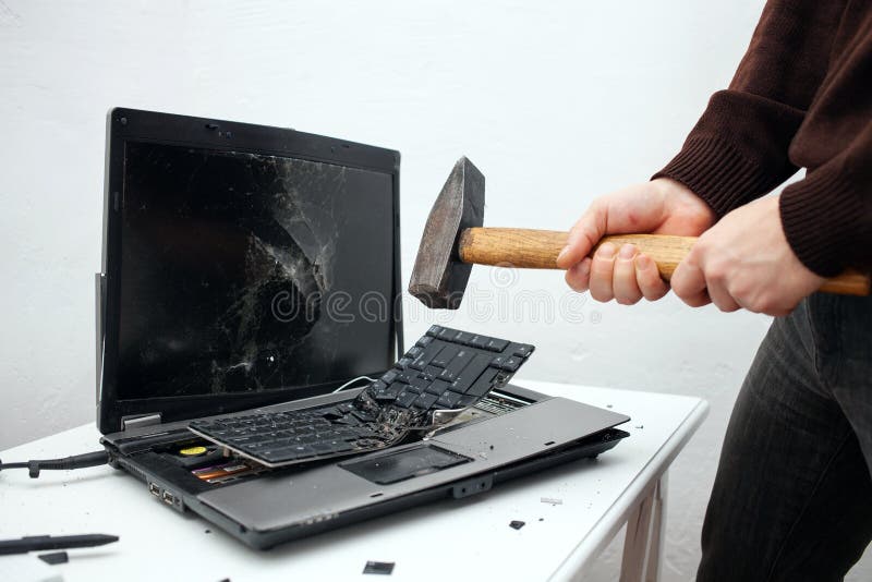 Destroying Laptop Hammer Stock Photos - Free & Royalty-Free Stock ...