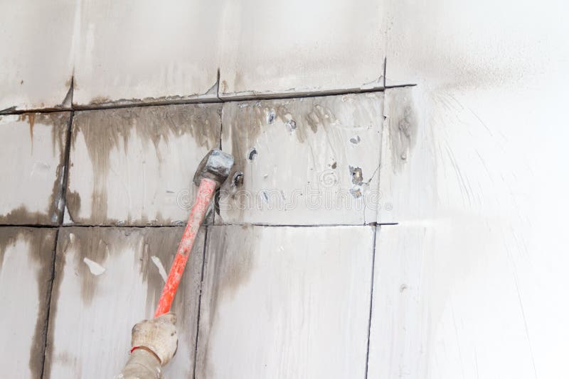 Man Destroying Wall with Sledge-hammer Stock Image - Image of dangerous ...